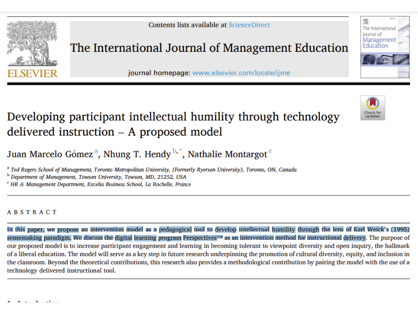 Developing participant intellectual humility through technology ...
